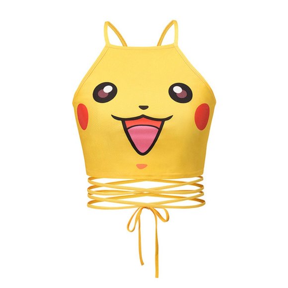 unbranded | Tops | Pokemon Pikachu Tie Back Crop Top Yellow Adjustable ...